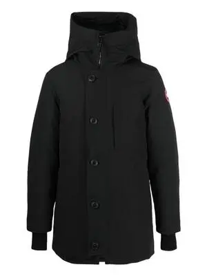 Canada Goose Logo Patch Hooded Down Coat - Black
