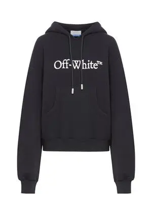 Off-White Drawstring Long-sleeved Hoodie - Black