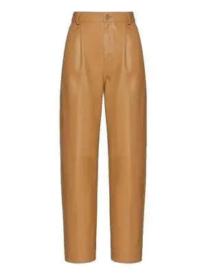 Red Valentino Leather Straight Leg Pants - Brown