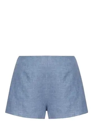 Posse Button-detail Linen Tailored Shorts - Blue