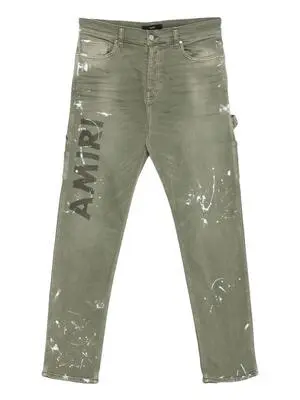 Amiri Stencil Paint-splatter Jeans - Olive