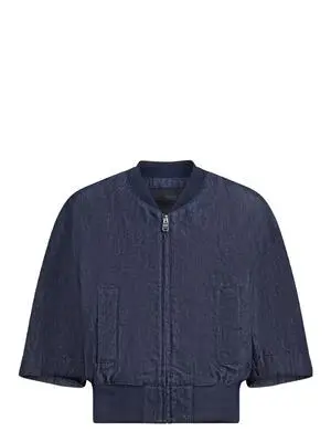 DONDUP Cropped Zip-up Denim Jacket With Ribbed Collar And Hem - Blue