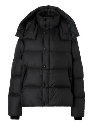 Burberry Logo Patch Hooded Puffer Jacket - Black
