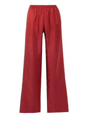 Loulou De Saison Alera Silk Twill Wide-leg Pants - Red