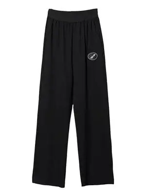 We11Done Logo Patch Wide-leg Casual Pants - Black