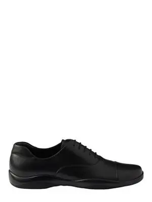 Prada Round Toe Lace-up Sneakers - Black