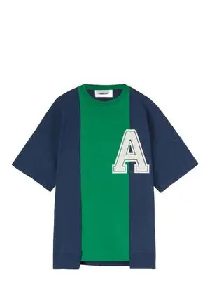 AMBUSH Logo Printed Panelled Crewneck T-shirt - Blue