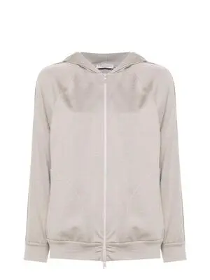 Brunello Cucinelli Monile Embellished Full Zip Hoodie - Light Gray