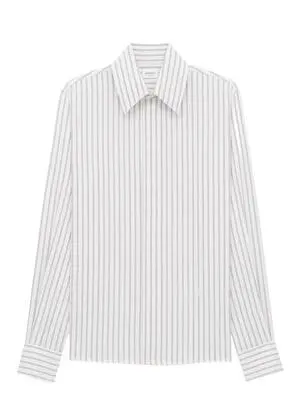 Saint Laurent Cassandre Shirt In Striped Cotton - No
