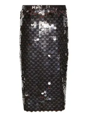 P.a.r.o.s.h Sequin Midi Skirt - Black