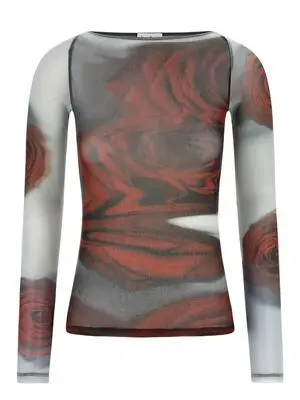 JEAN PAUL GAULTIER Printed Sheer Long Sleeve T-shirt - Multicolor