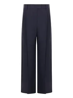 Brunello Cucinelli Fluid Twill Loose Pleated Trousers - Blue
