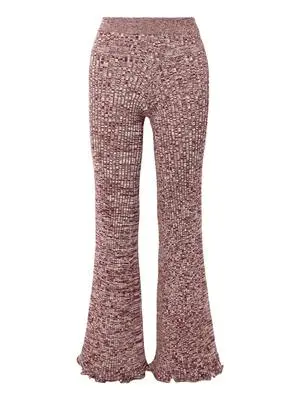 Rabanne Ribbed Knit Flare Pants - Red