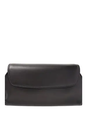 THE ROW Curved Leather Clutch - Black