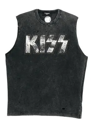 Dsquared2 X Kiss Crewneck Studded Tank Top - Grey