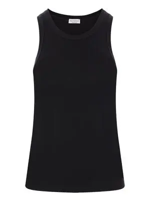 Brunello Cucinelli Brunello Cucinelli Embellished Round Neck Tank Top Black