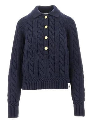 Bally Logo Patch Cable Knit Buttoned Jumper - No