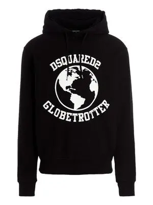 Dsquared2 Globetrotter Logo Hoodie - Black