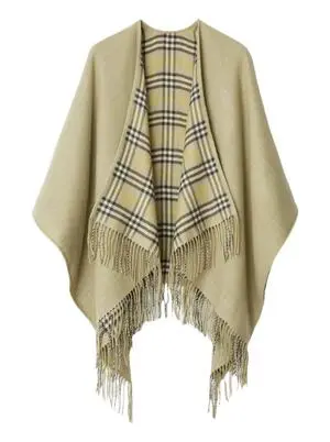 Burberry Vintage Check Reversible Wool Cape With Tassels - No