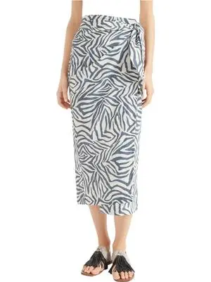 Brunello Cucinelli Abstract Print High-waisted Skirt - Sea-blue