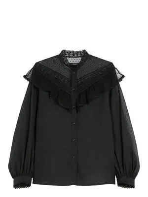 Max Mara Lace Button-up Top - Black