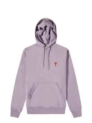 Ami Embroidered Logo Organic Cotton Hoodie - Gray