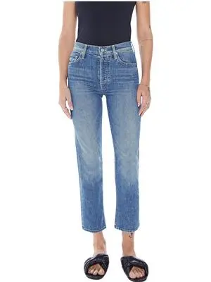 MOTHER High-rise Straight Leg Denim Pants - Blue