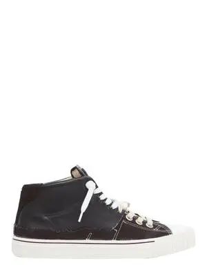 MAISON MARGIELA Round Toe Lace Up High Top Sneakers - Black