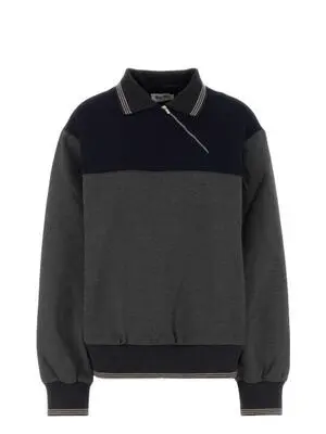 Miu Miu Miu Miu Two-Toned Polo Sweatshirt Grey