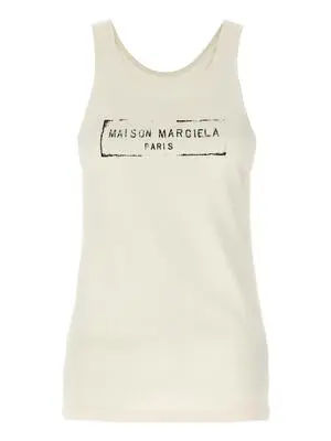 MAISON MARGIELA Logo Printed Tank Top - Beige