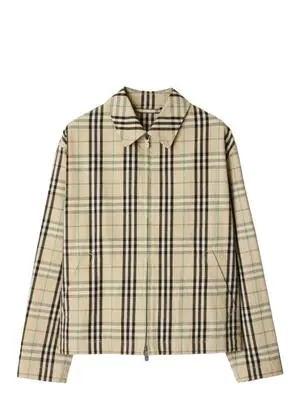 Burberry Checked Zip Up Jacket - Nude