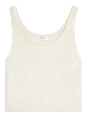 CELINE Celine Embroidered Silk Jersey Tank Top