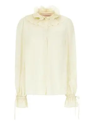 Valentino Garavani Valentino Ruffled Collar Button-Up Shirt White