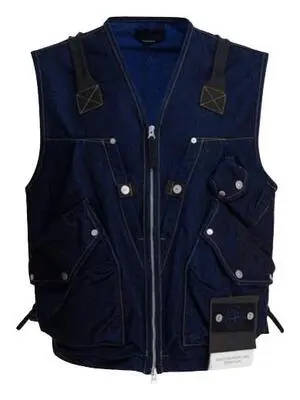 Stone Island Sleeveless Vest With Two-way Zipper - Black