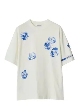 Burberry Floral Printed Crewneck T-shirt - White