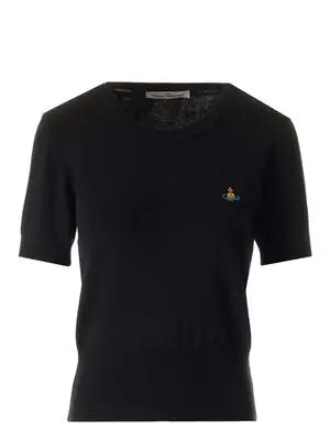 VIVIENNE WESTWOOD Orb Embroidered Knitted Top - Black