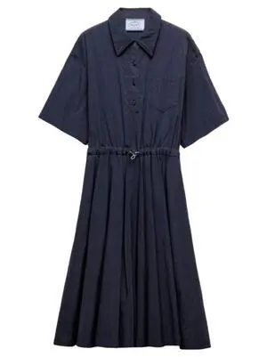 Prada Short-sleeved Technical Pongé Dress - Blue