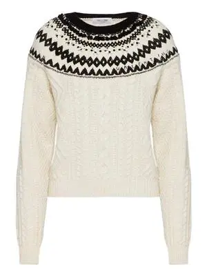 Valentino Garavani Archive Cable-knit Jumper With Fair Isle Pattern - Ivory White