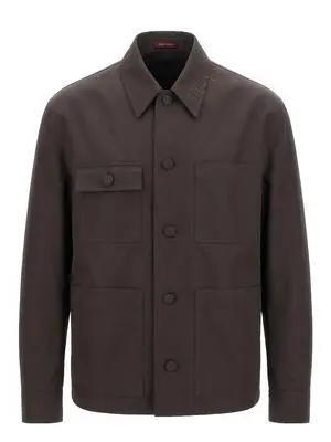 Gucci Buttoned Jacket With Pointed Collar - Dark Brown