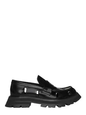 Alexander McQueen Cut-out Flat Loafers - Black
