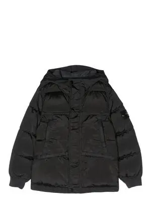 Stone Island Down Jacket Blouson With Logo Patch - Charcoal-grey