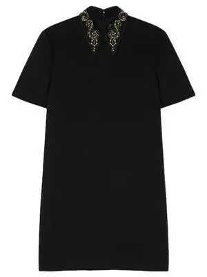 Versace Embellished Collar Mini Dress - Black