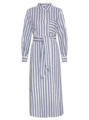 MARELLA Marella Long Sleeve Striped Shirt Dress With Tie Waist