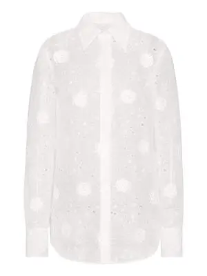 Valentino Garavani Floral Embroidered Long-sleeved Shirt - Ivory