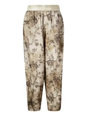 UMA WANG Floral Printed Straight Leg Trousers - Nude