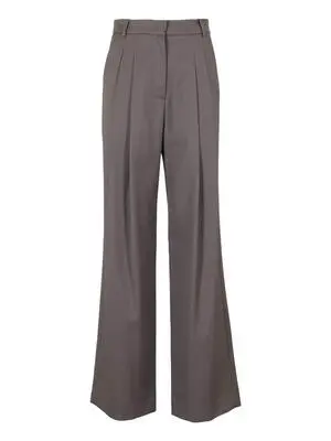 LOW CLASSIC Pleated High-waist Wide Leg Trousers - Black