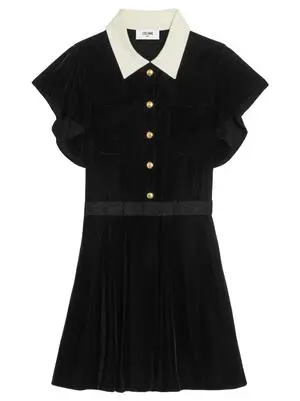 Celine Mini Dress In Flowing Velvet - Black