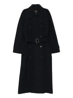 A.p.c. Belted Double-breasted Trench Coat - Blue