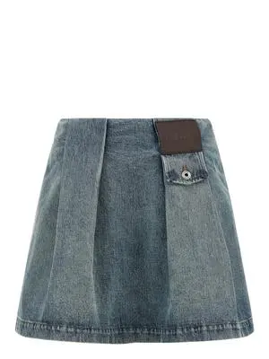 Loewe Loewe Pleated Pocket Denim Skirt Washed Denim