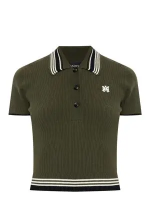 Amiri Ribbed Logo Polo Knitted Sweater - Green